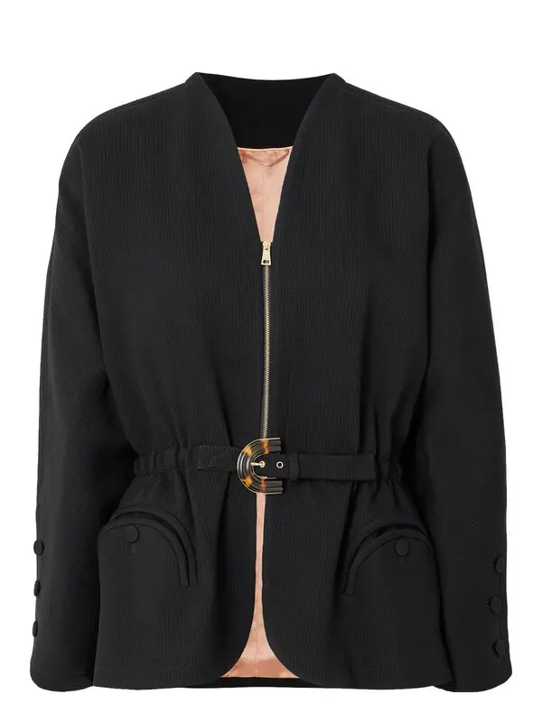 BLAZÉ MILANO Carol Belted Ribbed-knit Jacket - Black