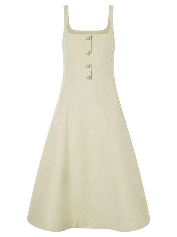 Altuzarra Orrie Button-embellished Cotton-blend Midi Dress - Sage Green