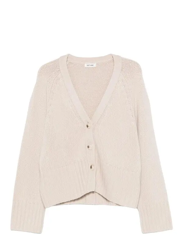 Soft Goat Cashmere V-neck Cardigan - White