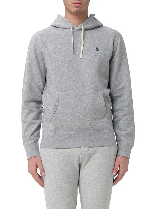 Polo Ralph Lauren Cotton Hoodie With Embroidered Pony Logo - Grey