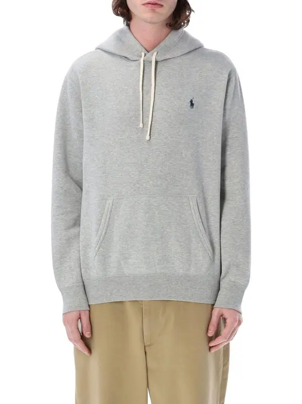 Polo Ralph Lauren Cotton Hoodie With Embroidered Pony Logo - Grey