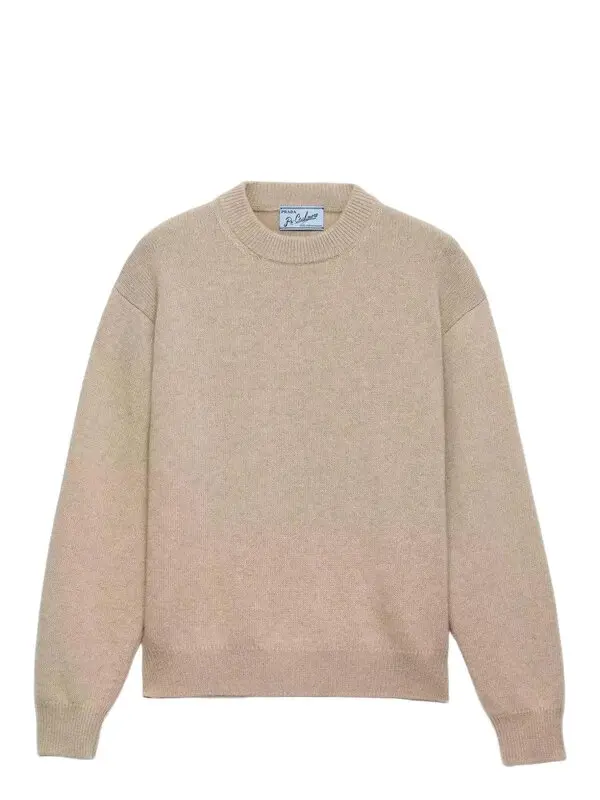 Prada Triangle-logo Ribbed Sweater - Neutrals