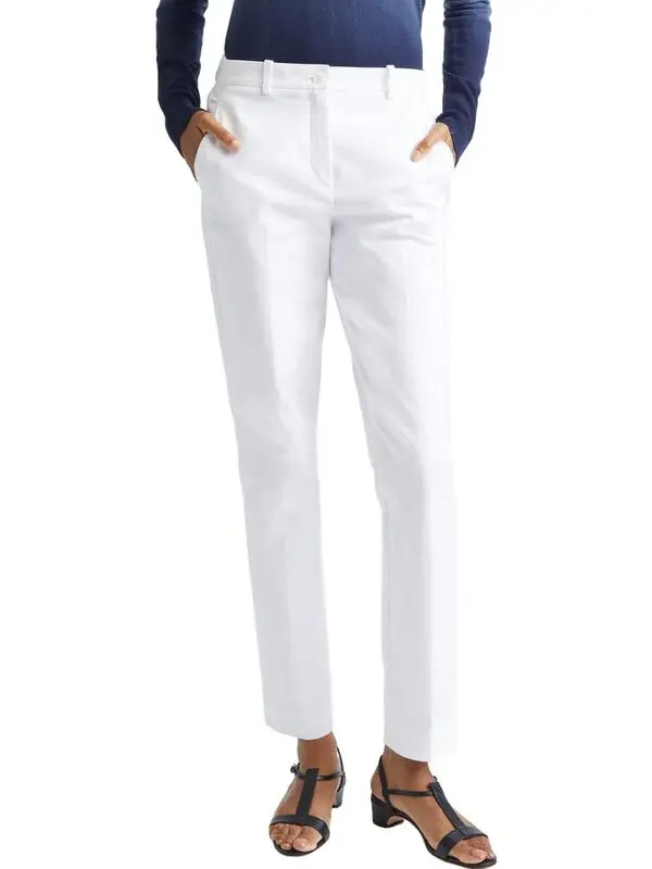 Michael Kors Samantha Stretch Cotton Pants - Optic White