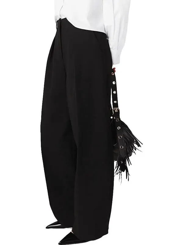 Maje Double Pleated Palazzo Trousers - Black