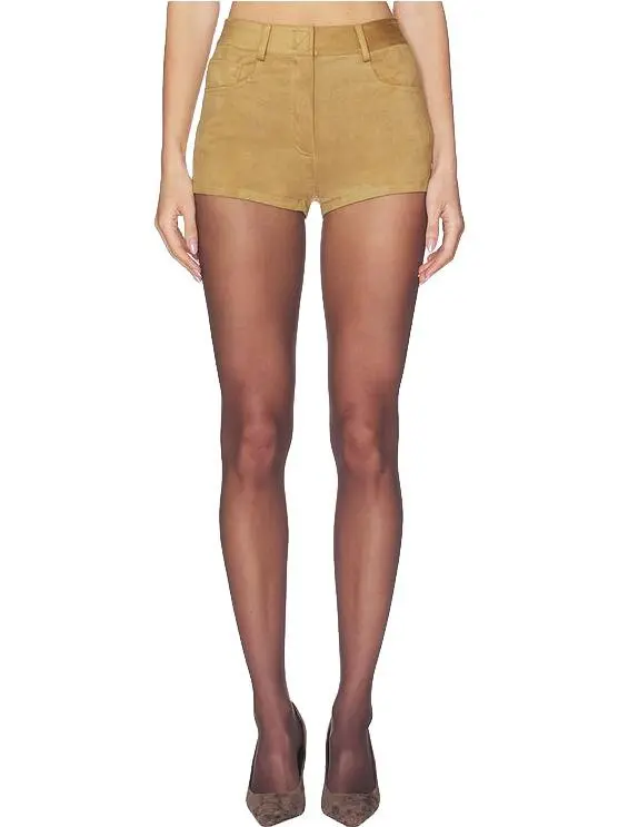 Norma Kamali High Waist Jean Short - Camel