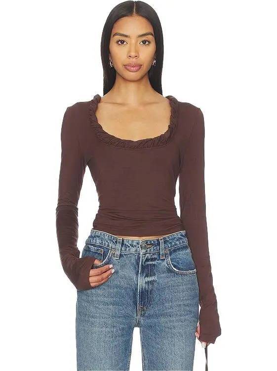 MORE TO COME Arielle Twisted Top - Brown