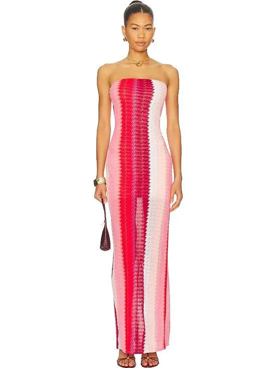 PQ Jane Strapless Maxi Dress - Pink Stripe