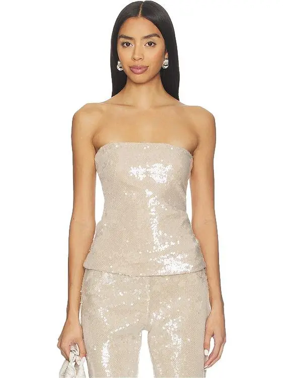 OW Sequin Embellished Tube Top - Tan
