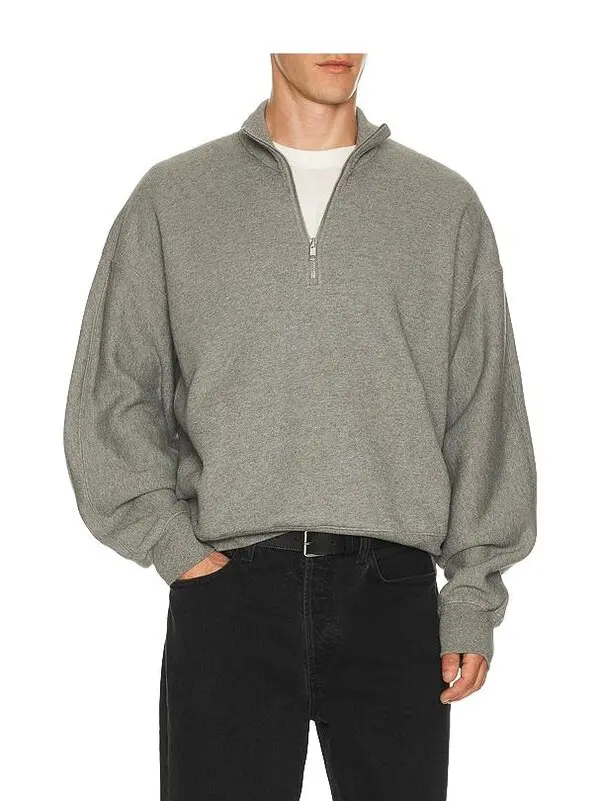 AGOLDE Idris Quarter Zip Sweater - Grey Heather