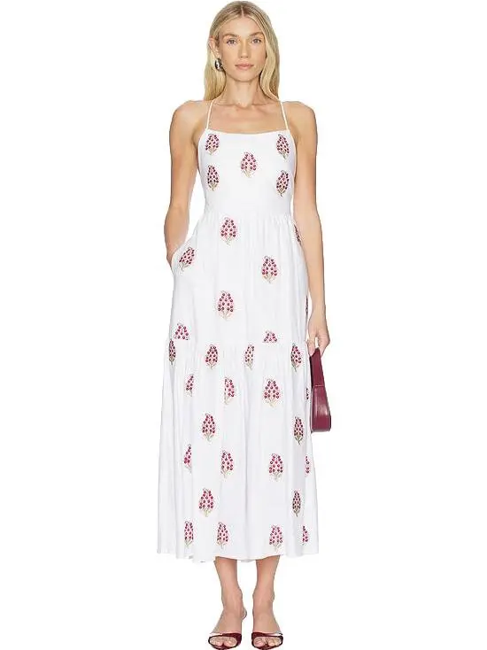 ROSEWATER HOUSE Sarv Maxi Dress - Off White & Red