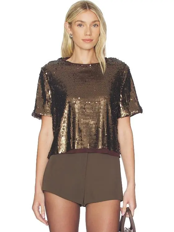 Rag & Bone Lucy Sequin Tee - Coffee