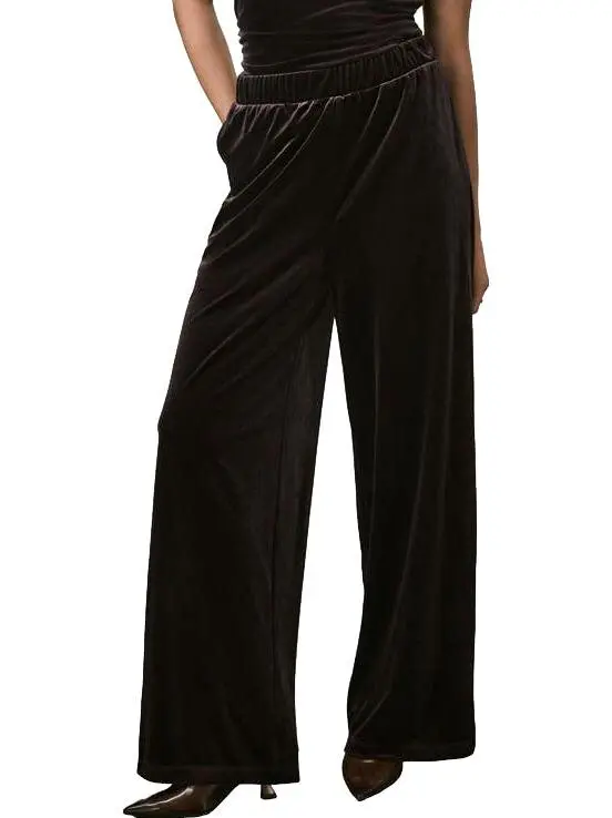 NEXT Stretch Velvet Wide Leg Pants - Mocha Brown