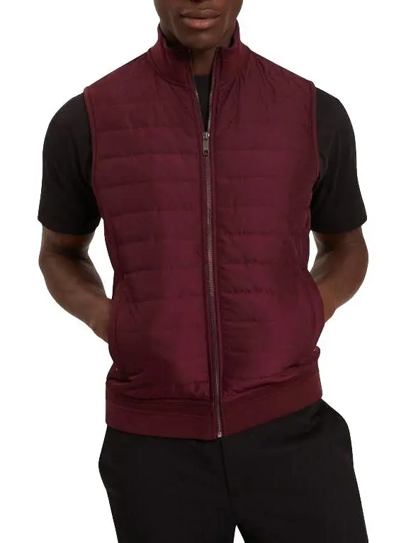 Ted Baker London Quilted Front Piqué Vest - Maroon