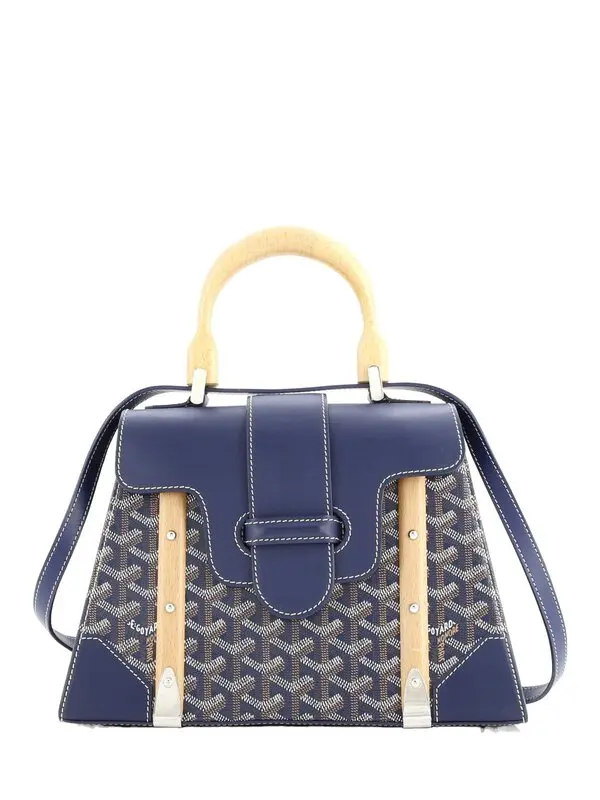 GOYARD Saigon Top Handle Bag Coated Canvas With Leather Pm - Blue