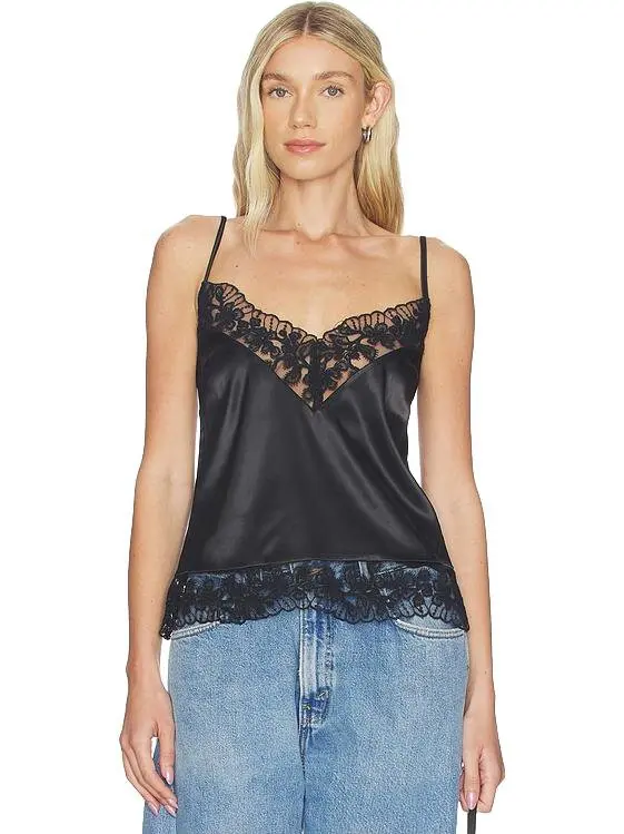 Superdown Akosia Cami Top With Lace Trim - Black