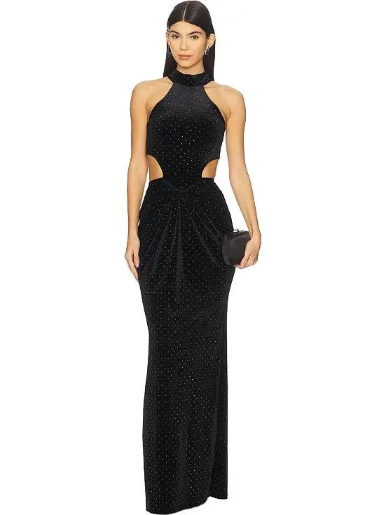 MARIANDREE GAITAN Corina Velvet Dress - Black