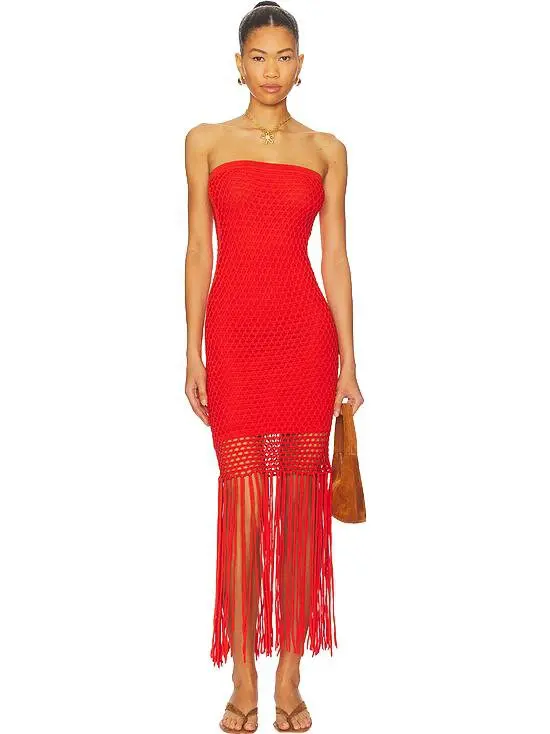 PQ SWIM Vanessa Fringe Mini Dress - Red