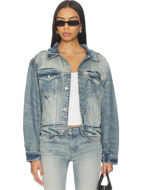 EB DENIM Varsity Trucker Denim Jacket - Blue