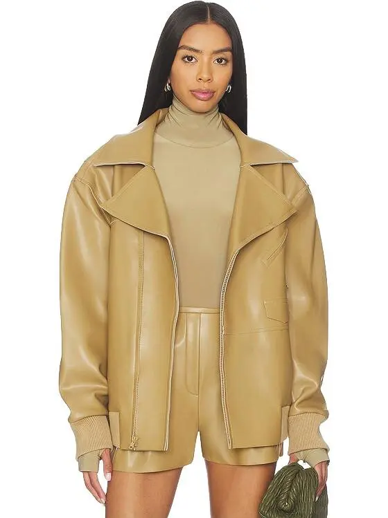 Norma Kamali Oversized Moto Jacket - Tan