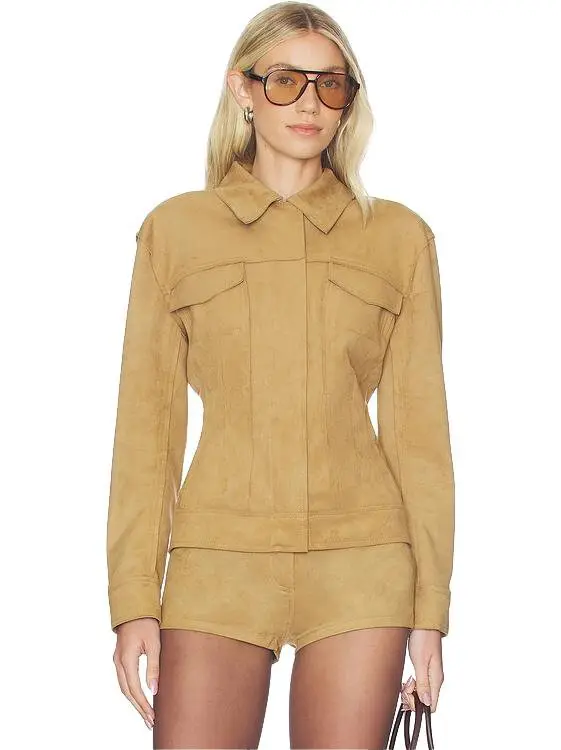 Norma Kamali Faux Suede Zip-up Jacket - Tan