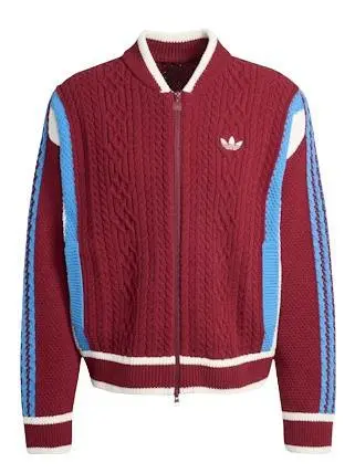 Adidas Retro Remix Zip-up Cardigan - Shadow Red Off White Ash Blue