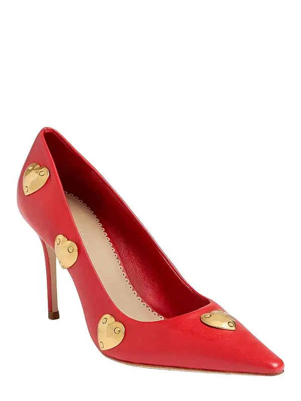 Cinq À Sept Luna Metal Hearts Pumps - Cardinal/gold