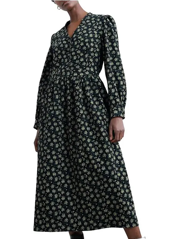SEASALT CORNWALL Rose Cottage Midi Dress - Smudge Floral Onyx