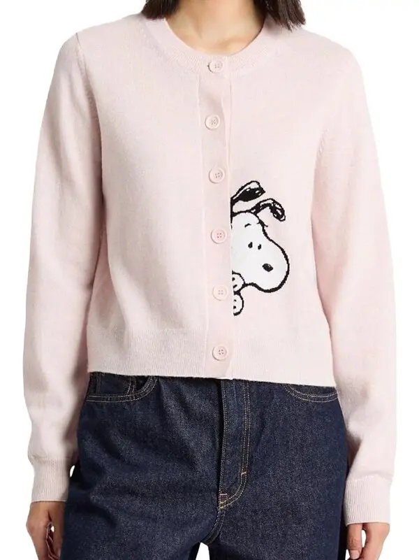 Chinti & Parker Wool-cashmere Snoopy Cardigan - Pink Melange