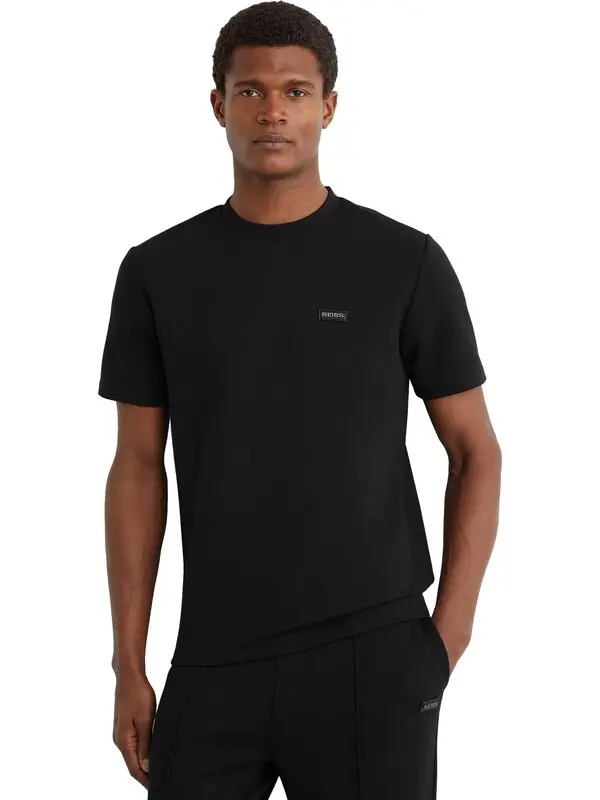 REISS Wesley Premium Interlock Logo T-shirt - Black