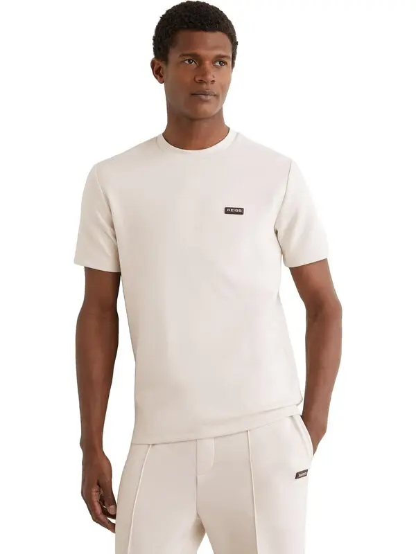 REISS Wesley Premium Interlock Logo T-shirt - Off White