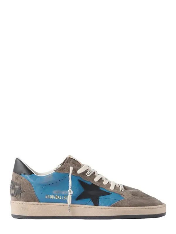 GOLDEN GOOSE Ball Star Suede-trimmed Leather Sneakers - Blue
