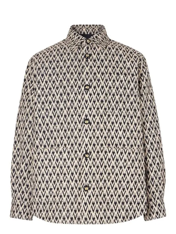Valentino Garavani Cotton-blend Jacquard Jacket - Neutrals