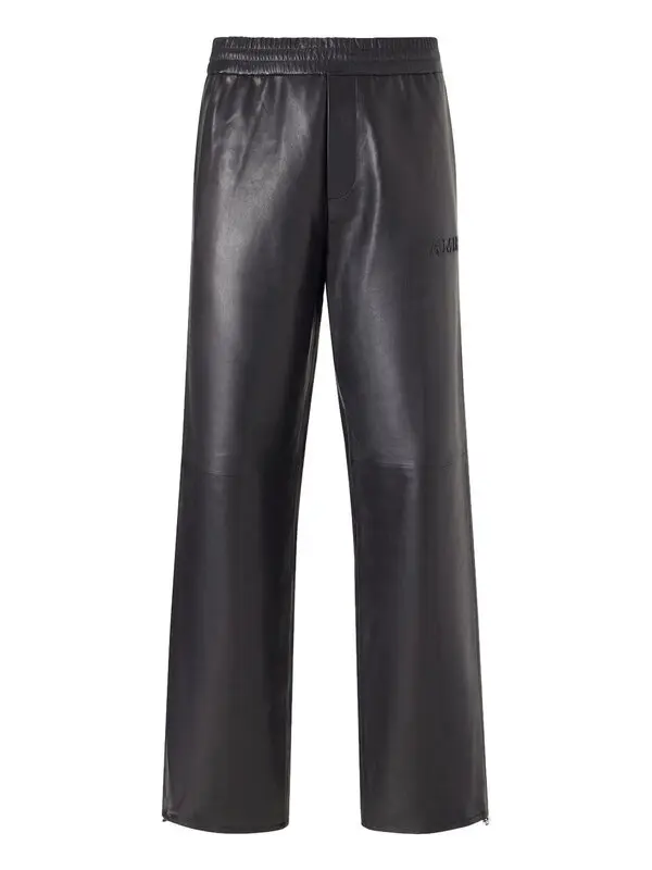 Amiri Logo-appliquéd Straight-leg Leather Trousers - Black