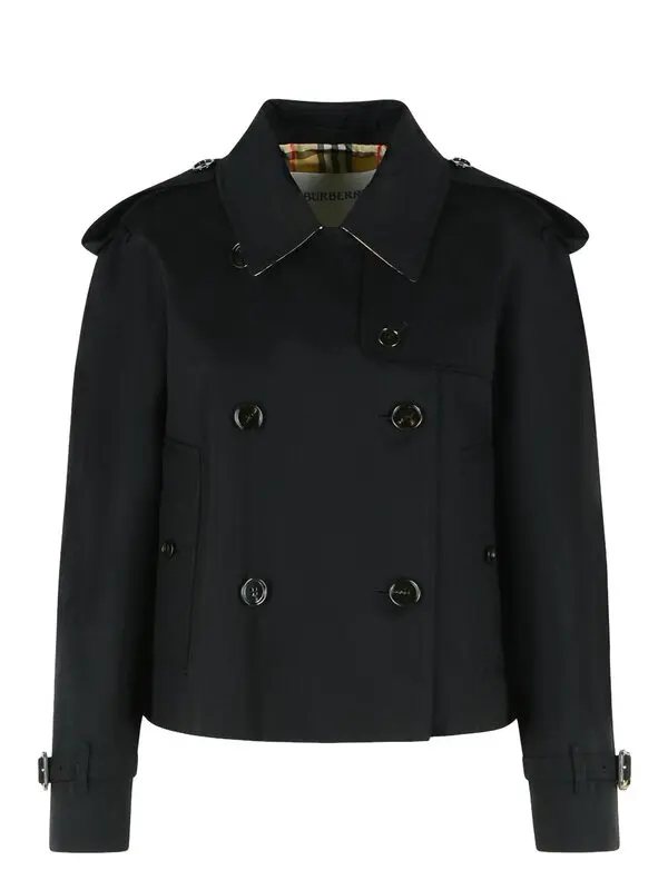 Burberry Cotton Gabardine Trench Coat - Black