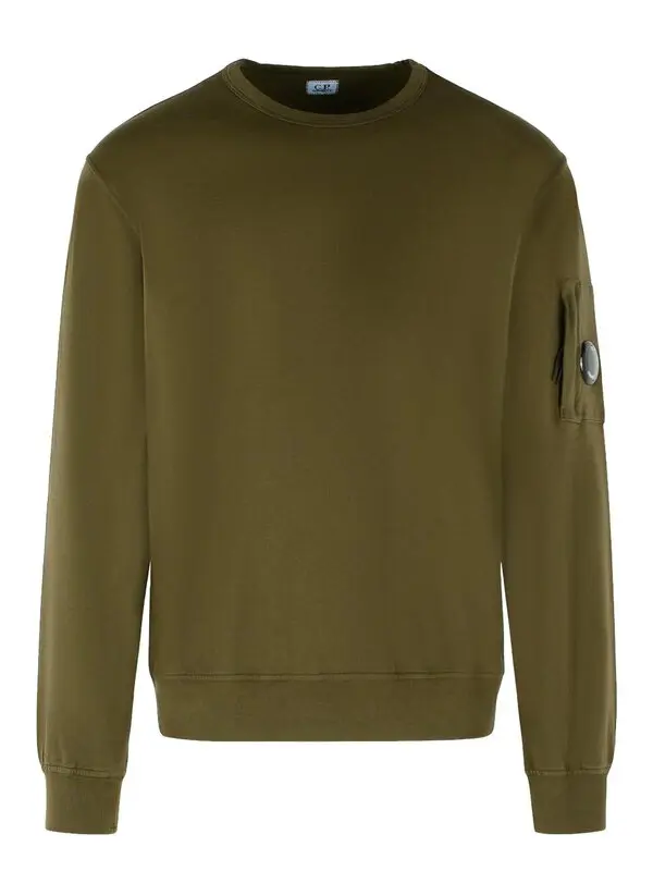 C.P. COMPANY Cotton Sweater With Sleeve Detail - Green