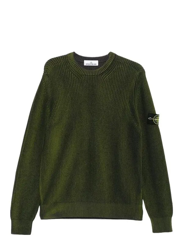 Stone Island Ribbed Knit Crewneck Pullover - Green