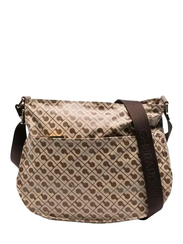 GHERARDINI Monogram Pattern Softy Excalibur Shoulder Bag - Marrone E Bianco