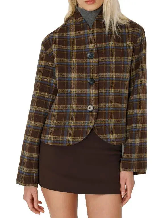 REFORMATION Owen Plaid Blazer - Brown Plaid