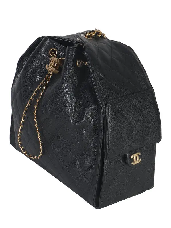 Chanel Quilted Caviar 25 Hobo - Black