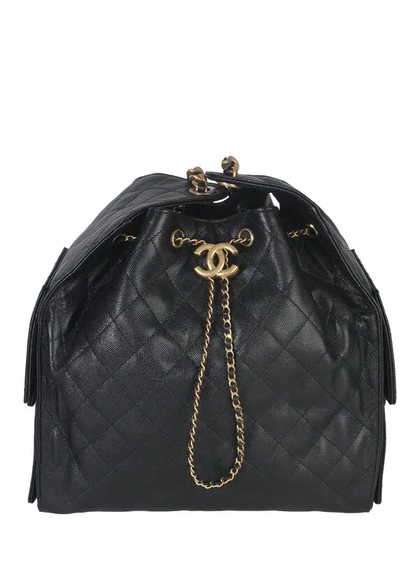 Chanel Quilted Caviar 25 Hobo - Black
