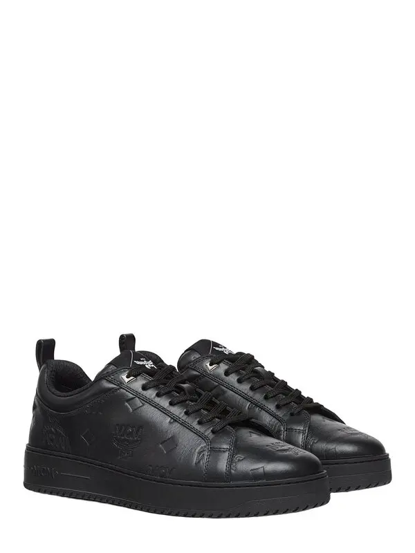 Mcm Neo Terrain Monogram Leather Sneakers - Black
