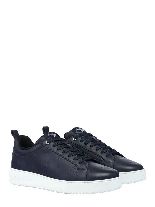 Mcm Neo Terrain Monogram Leather Sneakers - Navy Blazer