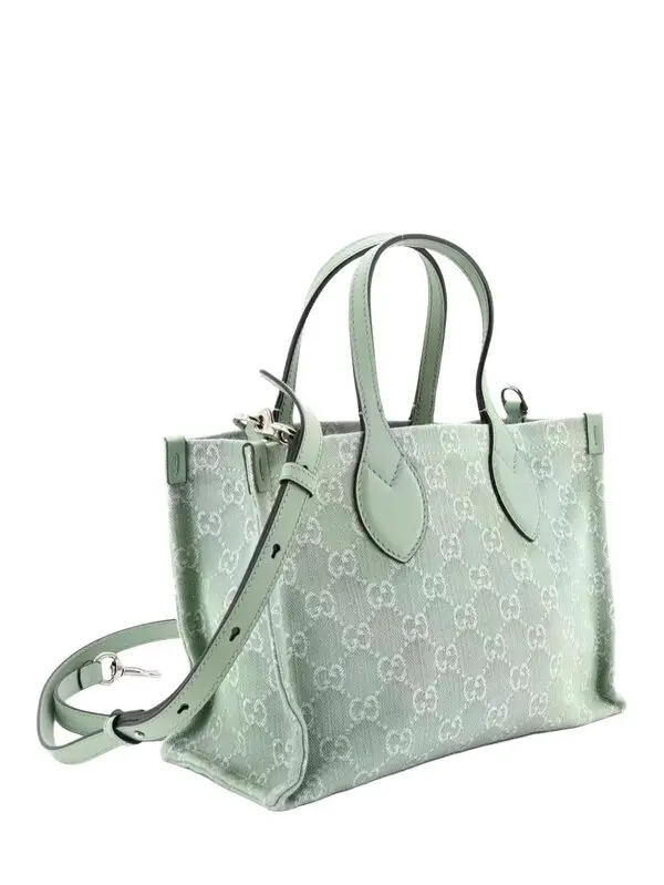 Gucci Ophidia Shopper Gg Denim Medium Tote Bag - Green