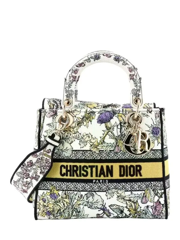 Dior Lady D-lite Embroidered Canvas Medium Satchel - Multicolour