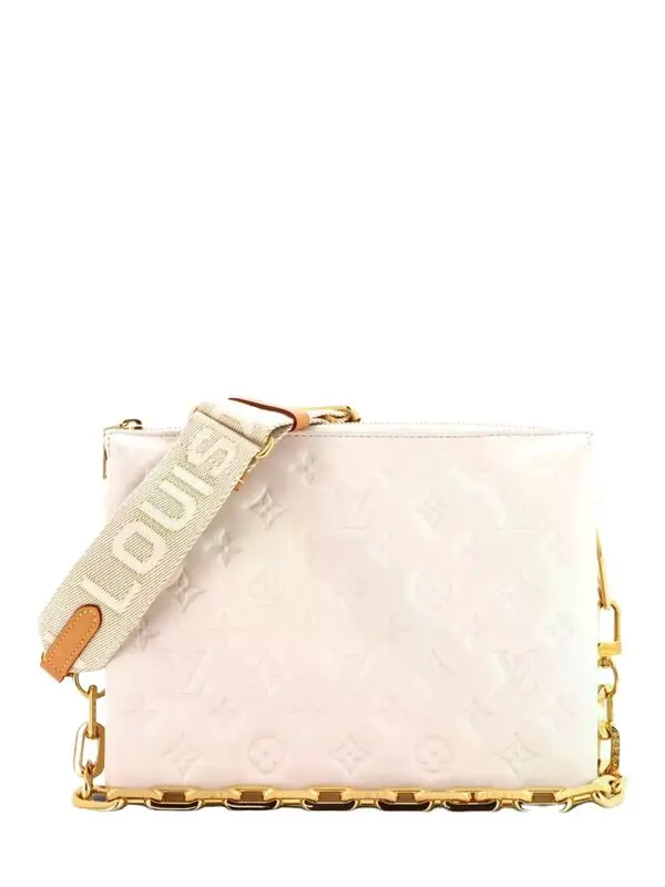 LOUIS VUITTON Coussin Pm Crossbody Bag Monogram Embossed Lambskin - White