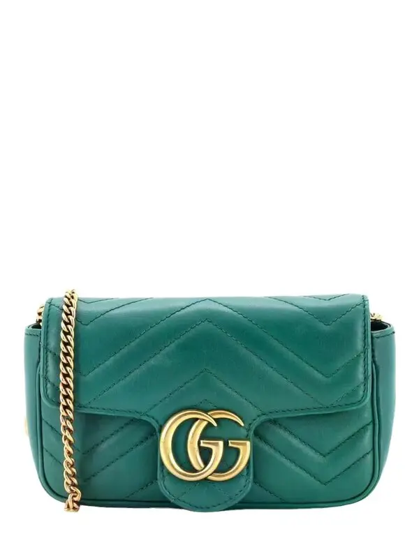 Gucci Gg Marmont Flap Super Mini Crossbody Bag Matelasse Leather - Green