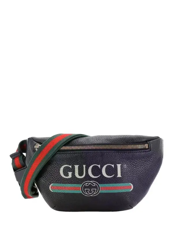 Gucci Logo Printed Leather Small Belt Bag - Black