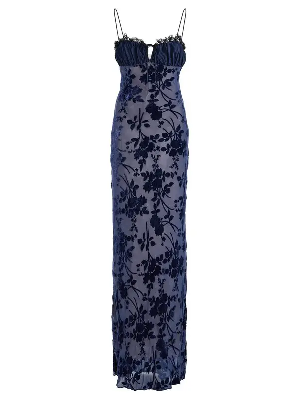 RODARTE Floral Devoré Slip Dress - Blue