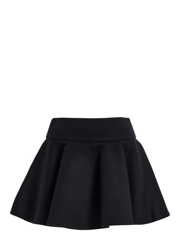 Wardrobe.NYC Flared Brushed Wool Mini Skirt - Black