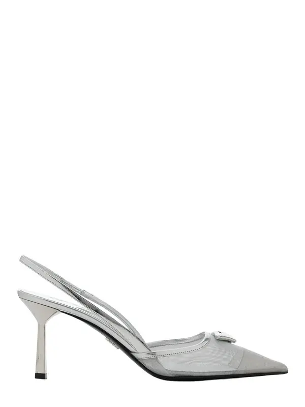 Prada Mesh Slingback Pumps - Silver